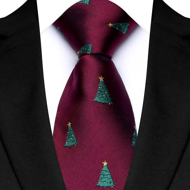 Men's Green Christmas Trees Festive Design Necktie – uk.floraltrip