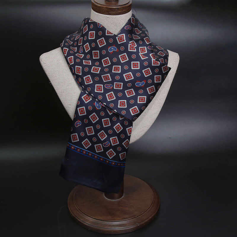 Men's Repeating Square Paisley Pattern Thin Long Pure Silk Scarf – uk ...