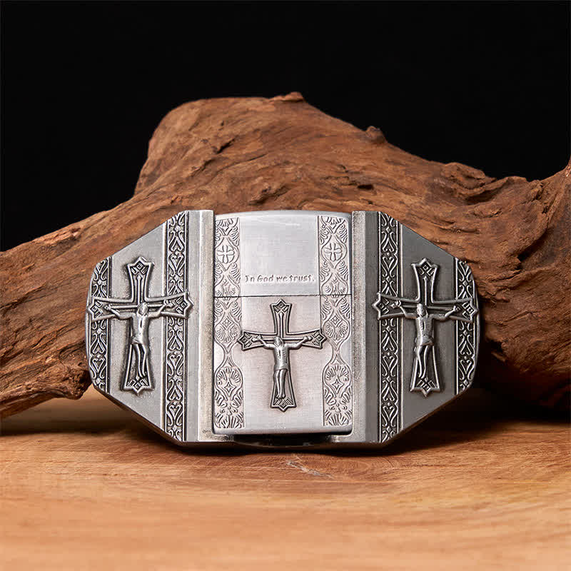 Men's DIY Jesus Cross Leather Belt with Hidden Lighter – uk.floraltrip